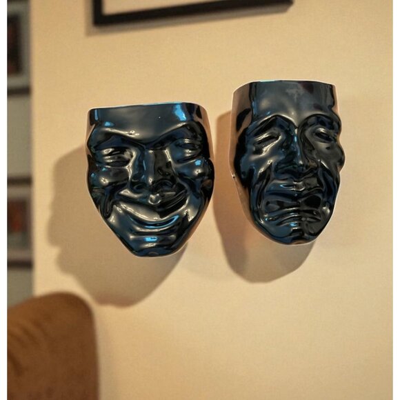No Brand | Accents | Ceramic Glazed Comedy Tragedy Masks Wall Pockets ...